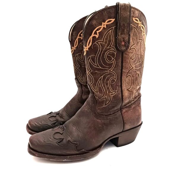 Tony Lama | Shoes | Tony Lama Santa Fe 604 Brown Leather Tooled Wing ...